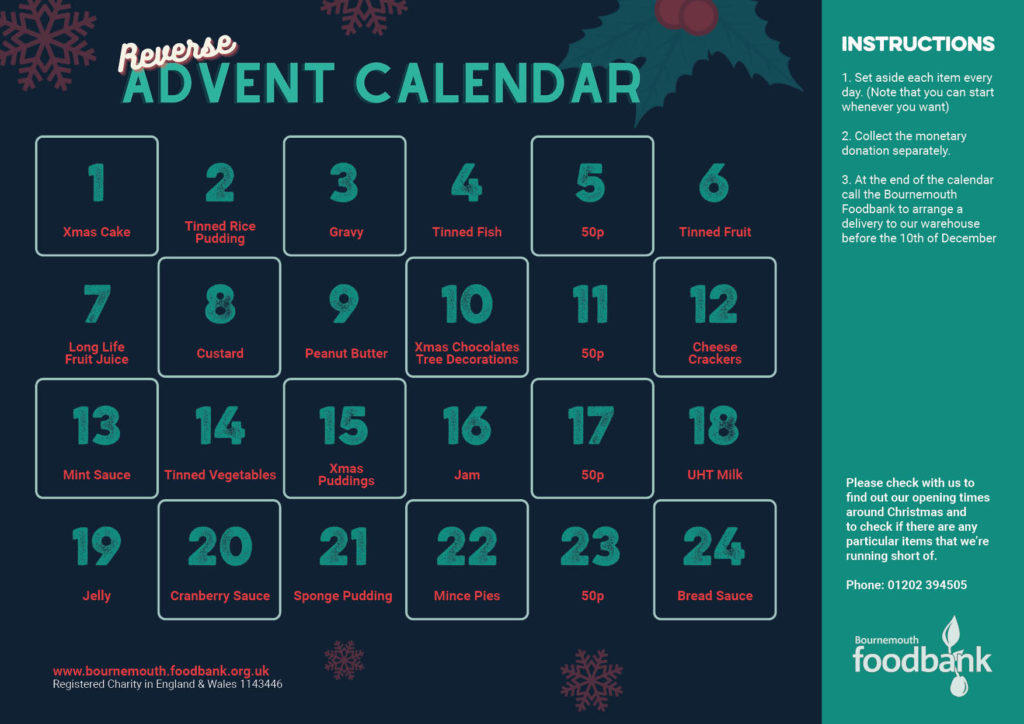 Reverse Advent Calendar 2020 - Bournemouth Foodbank